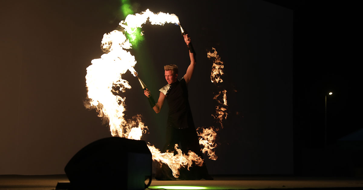 Fire show in Saudi Arabia to celebrate the end of Ramadan